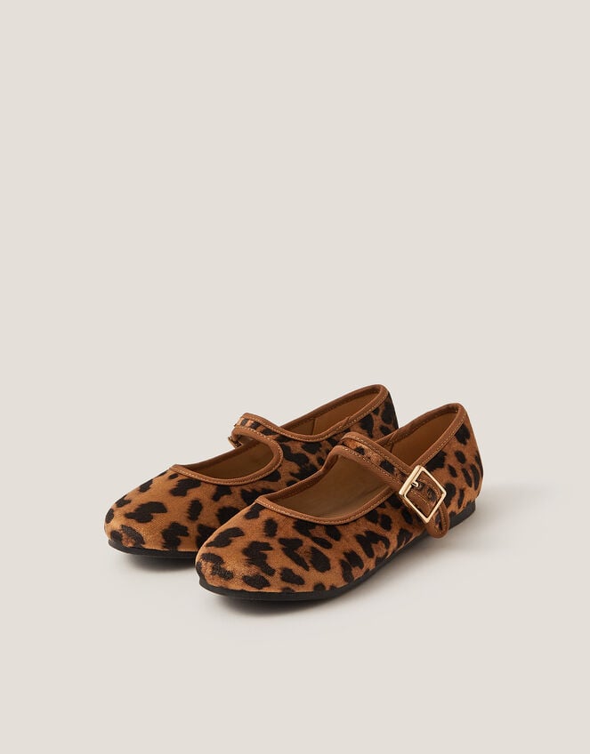 Leopard Print Strap Ballet Flats Brown | Girls' Flat Shoes | Monsoon ...