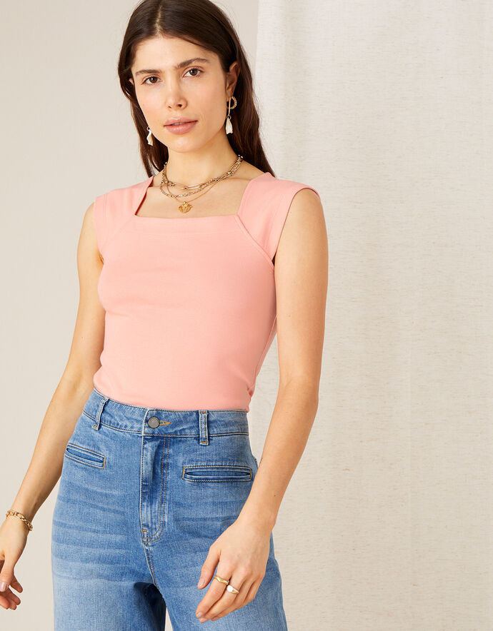 Clara Square Neck Vest Pink | Vests, Camisoles And Sleeveless Tops ...