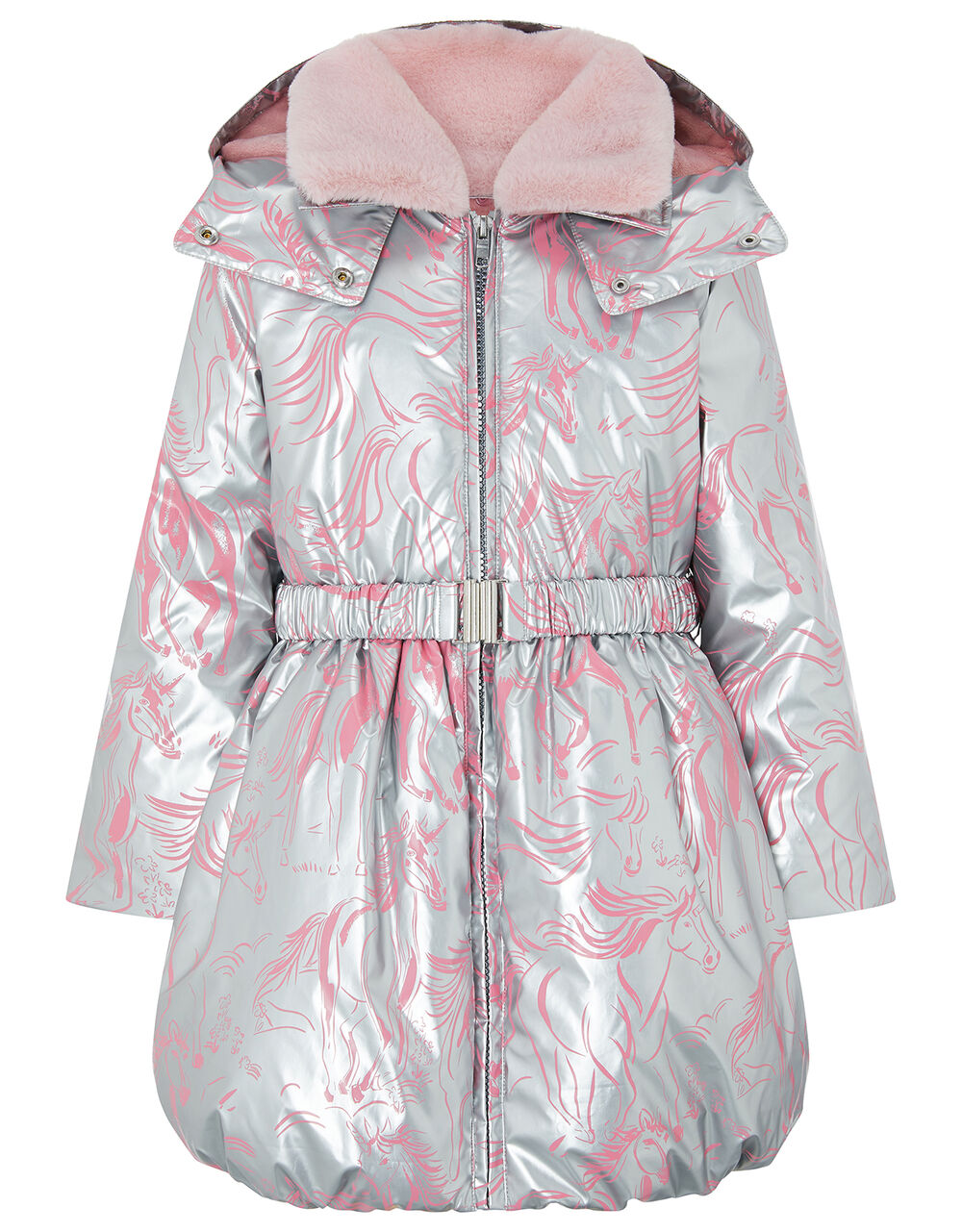 Metallic Unicorn Padded Coat Silver | Girls' Coats & Jackets | Monsoon ...