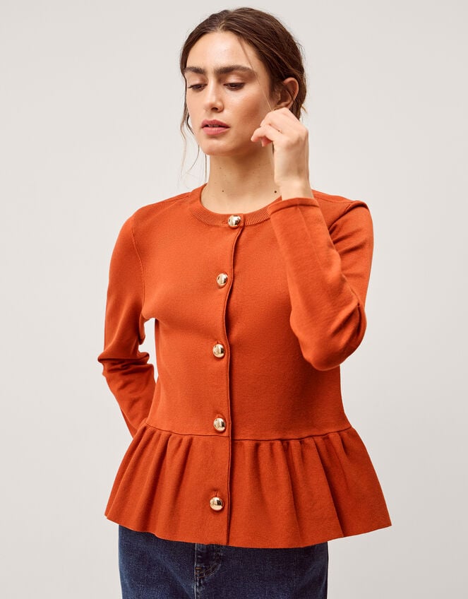 Prune Peplum Cardigan Orange | Cardigans | Monsoon ROI.