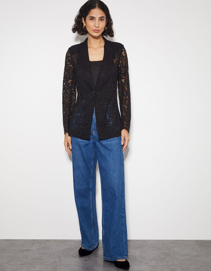 Lola Floral Lace Blazer Black | Women's Jackets | Monsoon US.