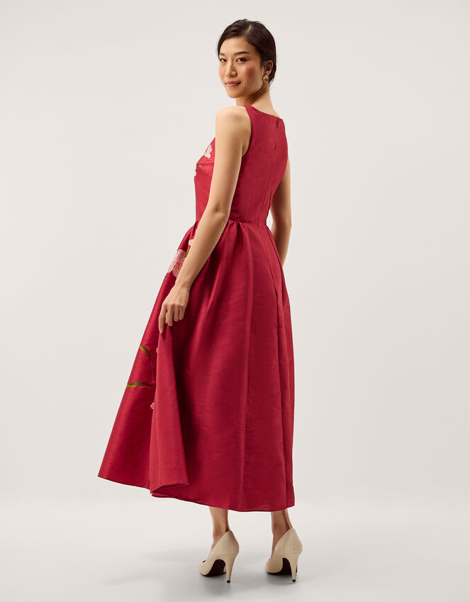 Anya Floral Embroidered Fit & Flare Midi Dress Pink | Evening Dresses ...