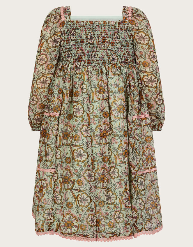 Long Sleeve Paisley Yoke Dress Green | Girls' Dresses | Monsoon Global.