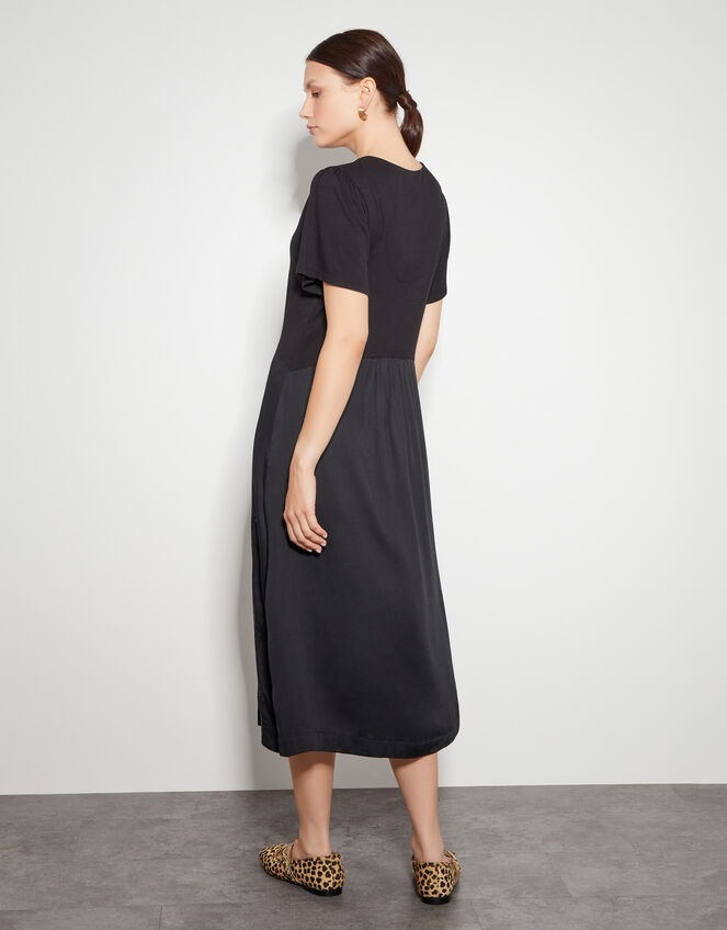 Wren Lacy Jersey Mix Midi Dress Black | Midi Dresses | Monsoon US.