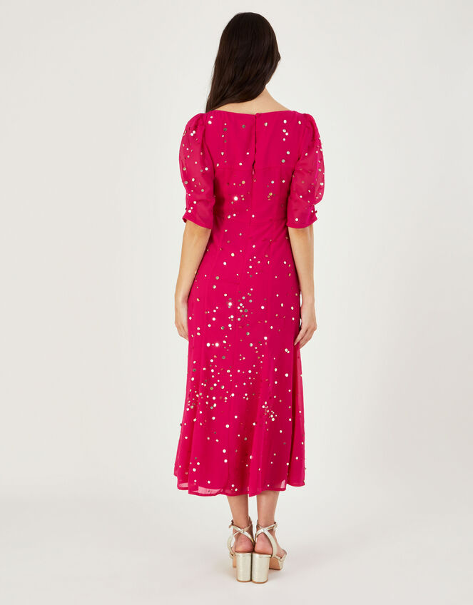 Judy Embellished Midi Dress in Recycled Polyester Pink