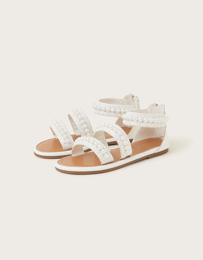 Pearly Strap Sandals Ivory | Girls' Sandals | Monsoon Global.