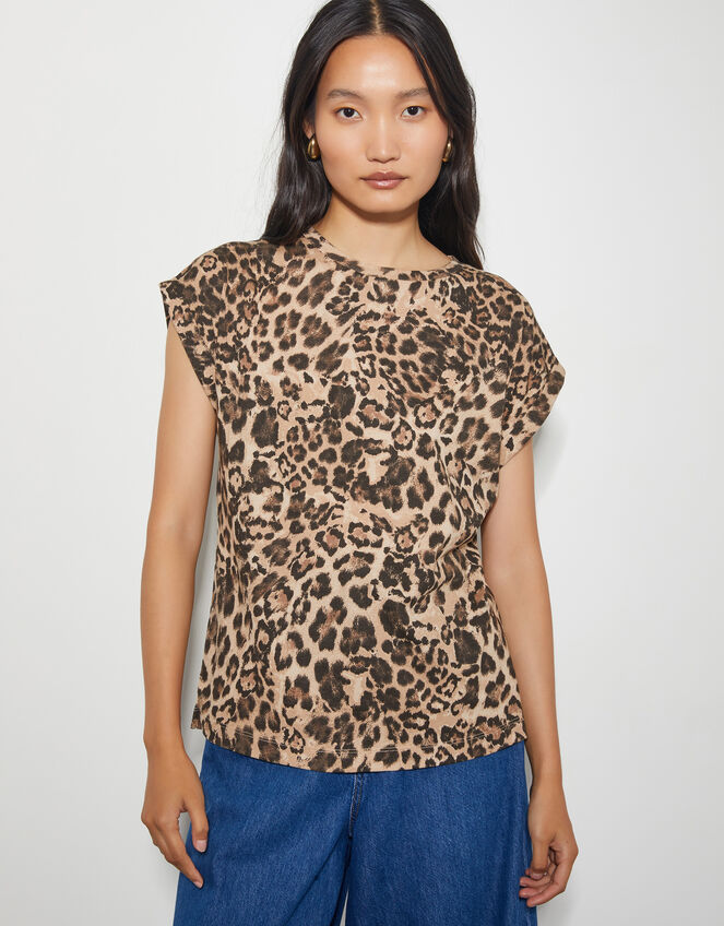 Archi Leopard Print Jersey T-Shirt Brown | Tops & T-shirts | Monsoon US.