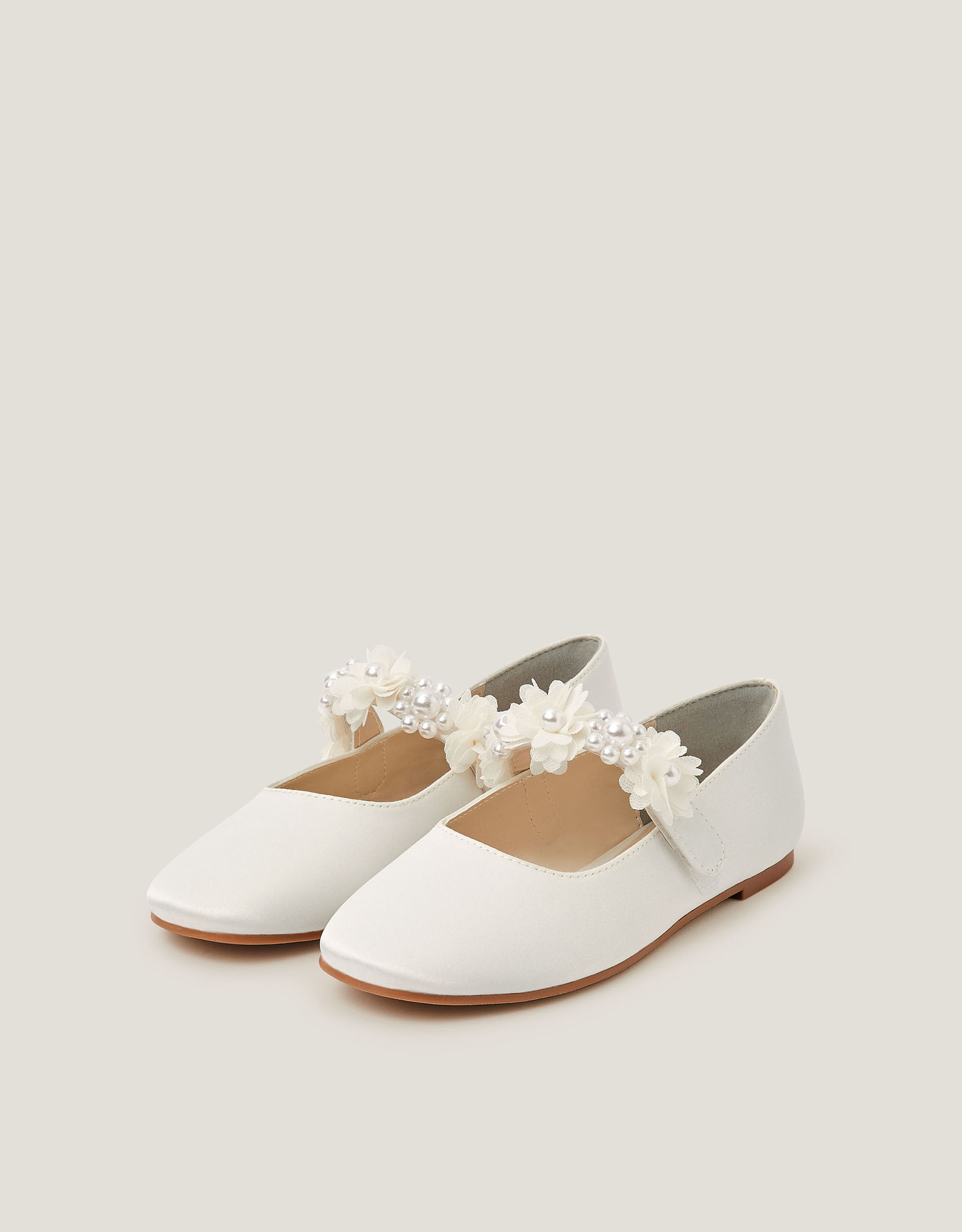 Pearl Flower Ballet Flats Ivory | Girls' Flat Shoes | Monsoon ROI.