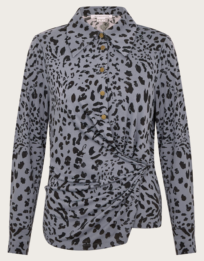 Aubrey Jersey Leopard Print Shirt Gray | Blouses & Shirts | Monsoon US.