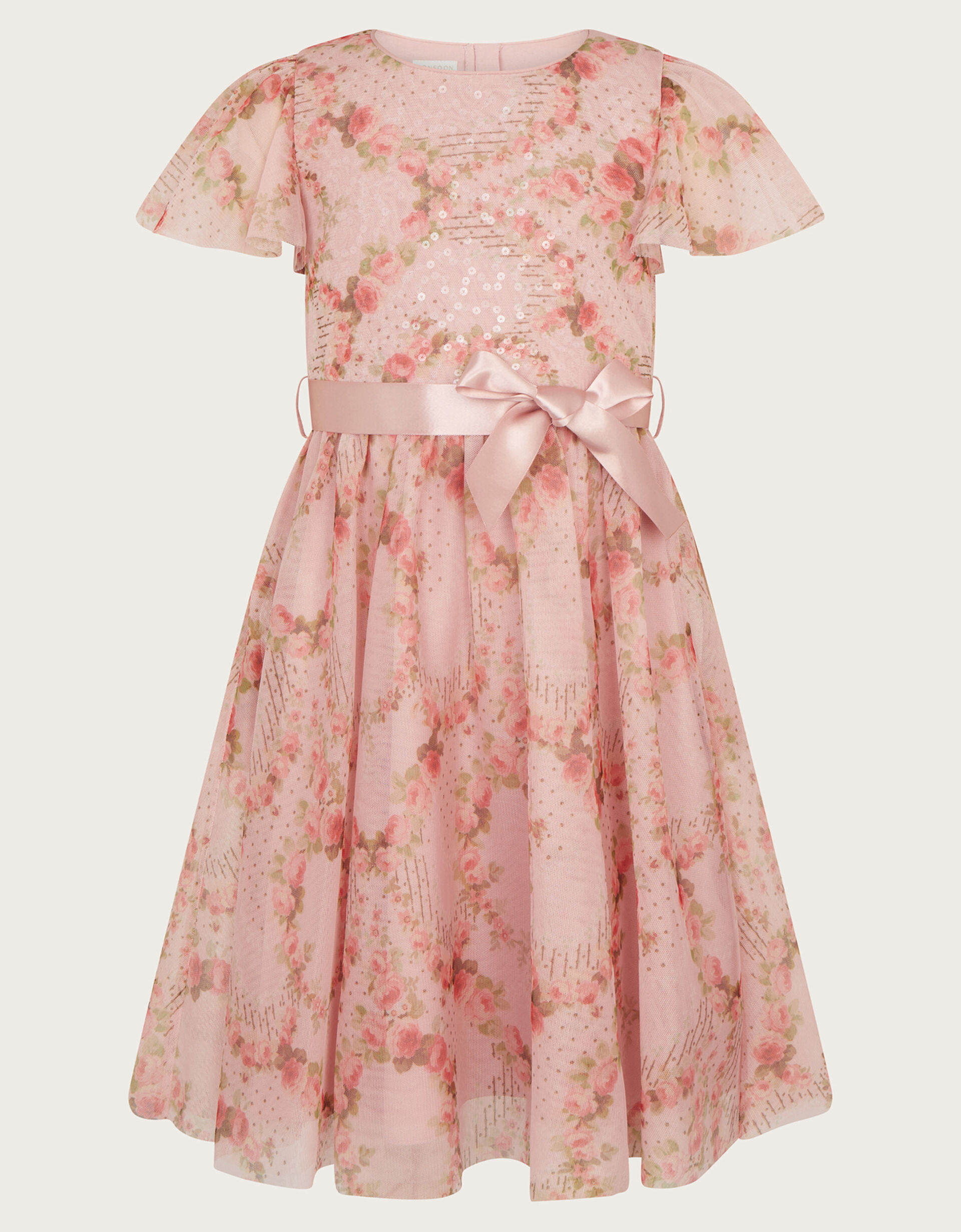 Rose Print Dress Pink | Girls' Dresses | Monsoon Global.