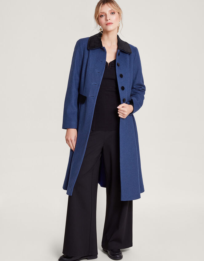 Opal Opera Coat in Wool Blend Blue | Women's Coats | Monsoon Global.
