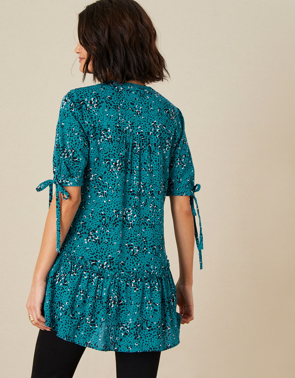 Sequin Printed Longline Top Teal | Tops & T-shirts | Monsoon Global.