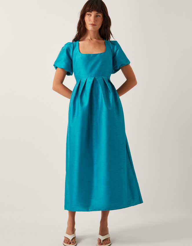 Sandra Puff Sleeve Midi Dress Teal | Evening Dresses | Monsoon US.