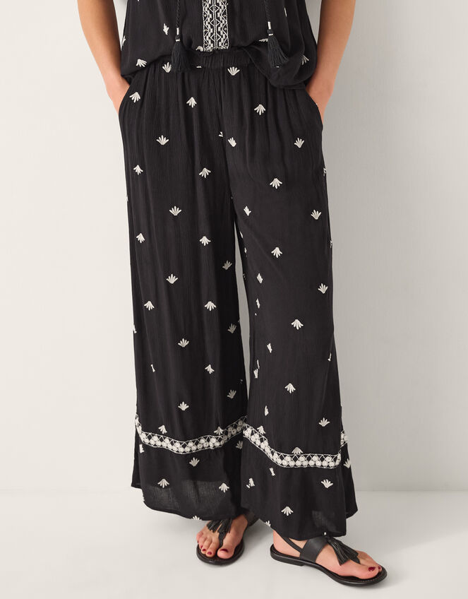 Samara Embroidered Wide Leg Trousers Black | Beachwear & Swimwear ...