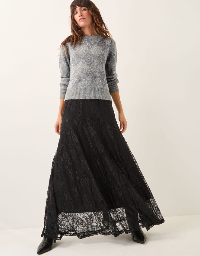 Luna Lace Maxi Skirt Black | Skirts | Monsoon ROI.