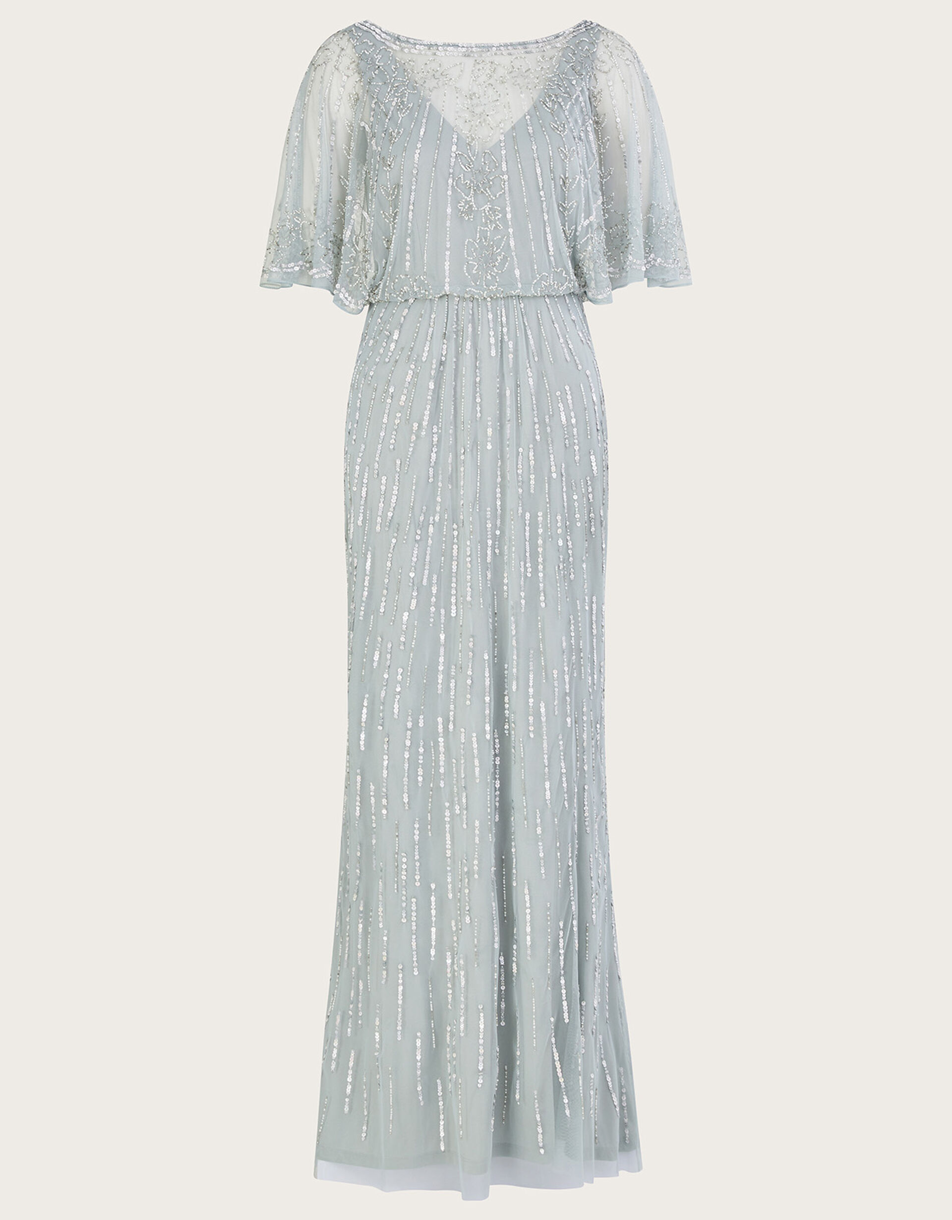 Elizabeth Embellished Shorter Length Maxi Dress in Recycled Polyester Green