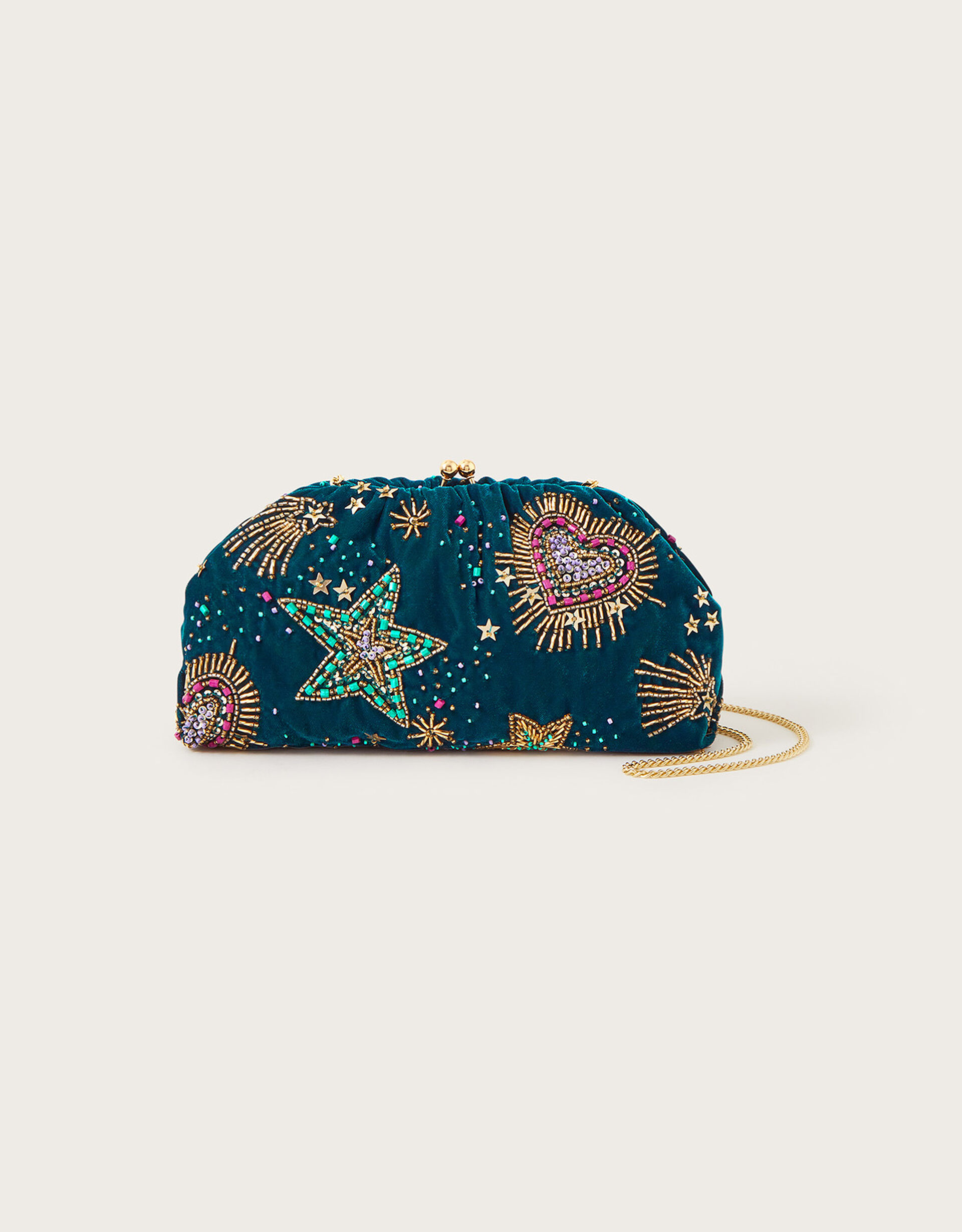 Velvet Embellished Star Pouch Bag
