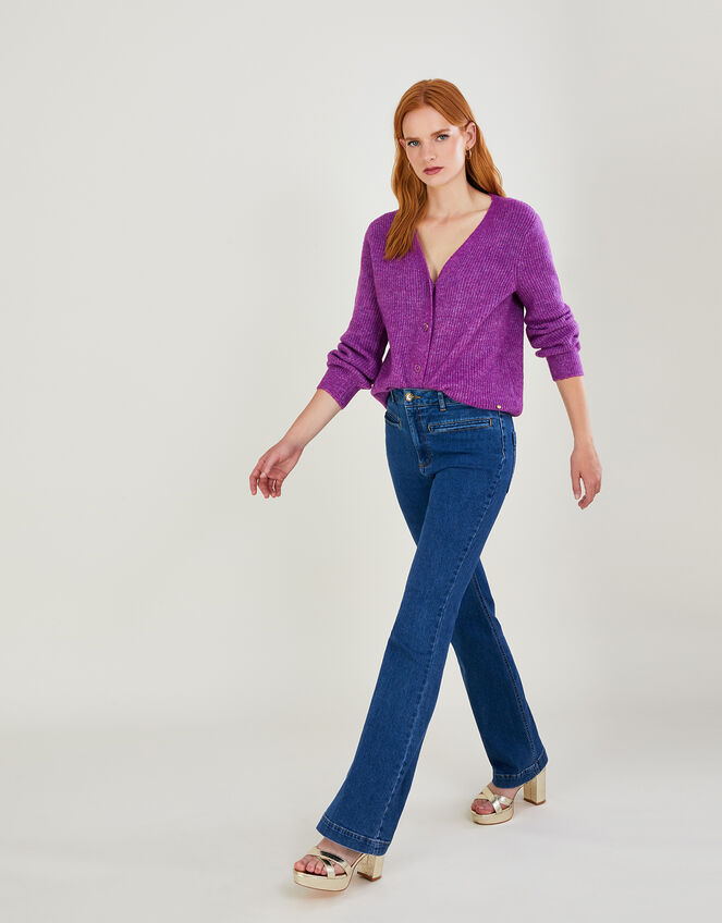 Super-Soft Ribbed Knit Cardigan Purple | Cardigans | Monsoon Global.