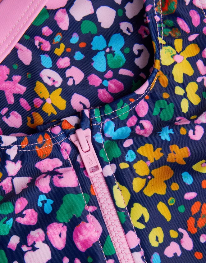 Leopard Print Sporty Zip-Up Bikini Set Blue | Girls' Beach & Swimwear ...