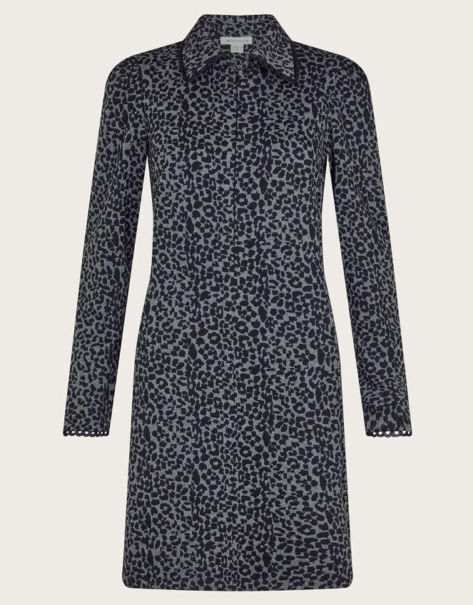 Abi Leopard Print Jacquard Dress Black | Mini Dresses | Monsoon US.