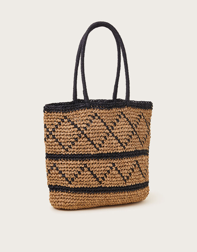 Monochrome Raffia Bag