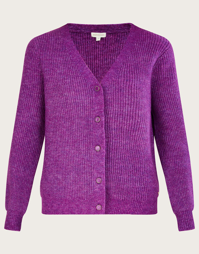 Super-Soft Ribbed Knit Cardigan Purple | Cardigans | Monsoon Global.