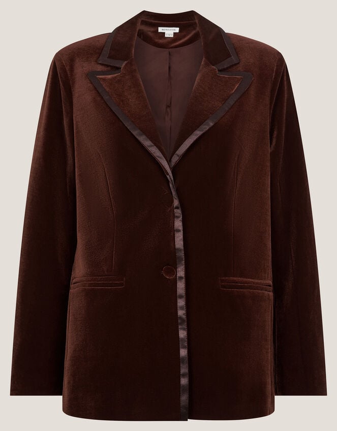 Mila Single Breasted Velvet Blazer Copper | Women's Jackets | Monsoon ...