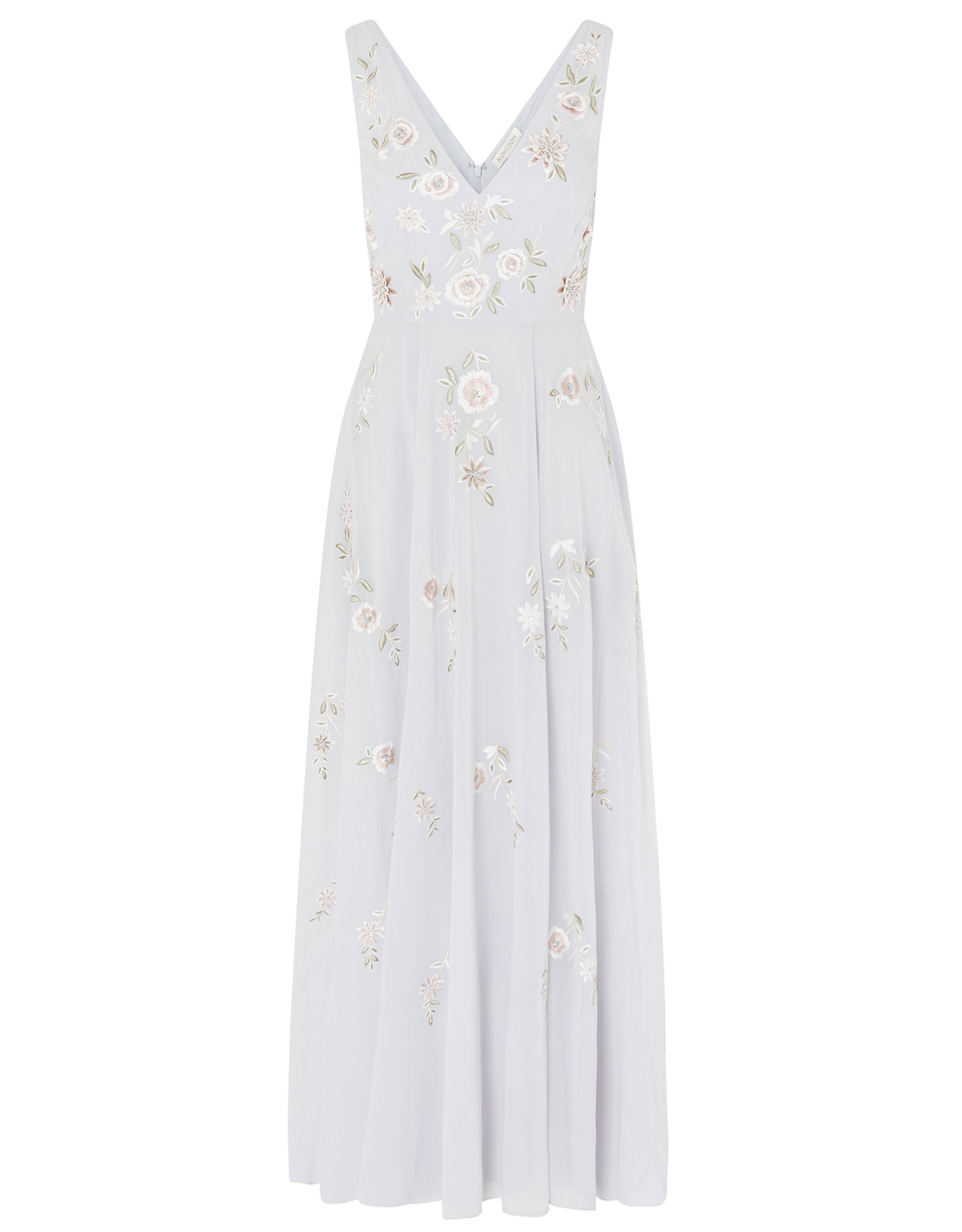 Addison Floral Embroidered Maxi Dress Blue