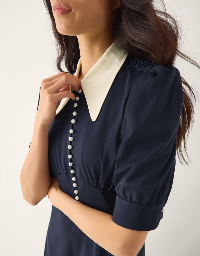 Clay Collar Jersey Midi Dress Blue | Midi Dresses | Monsoon US.
