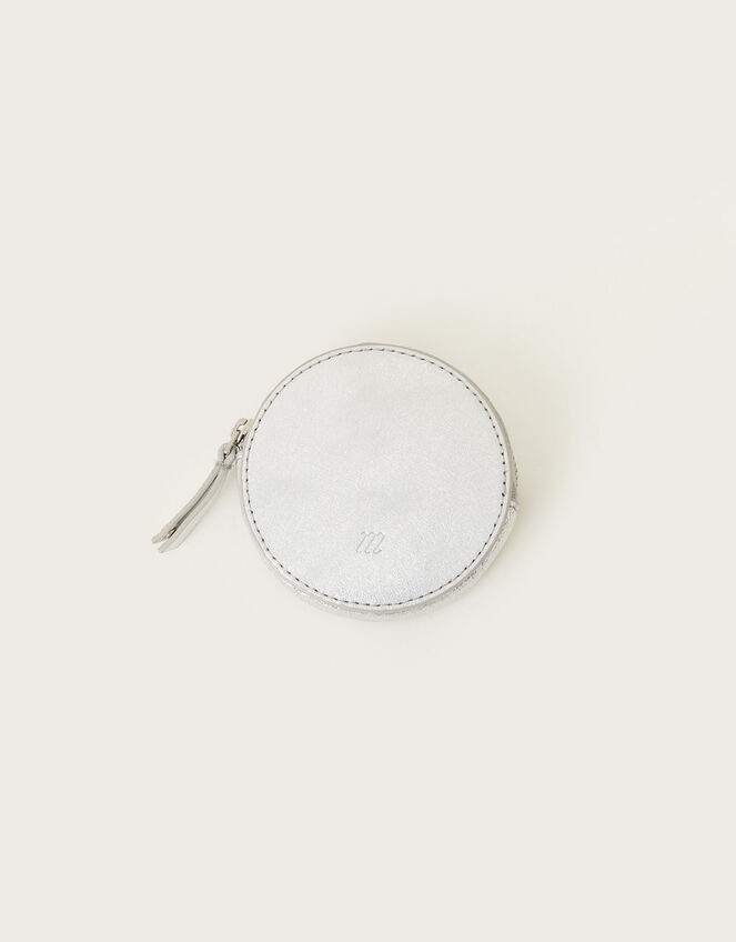 Metallic Leather Round Coin Purse Silver | Bags & Purses | Monsoon Global.