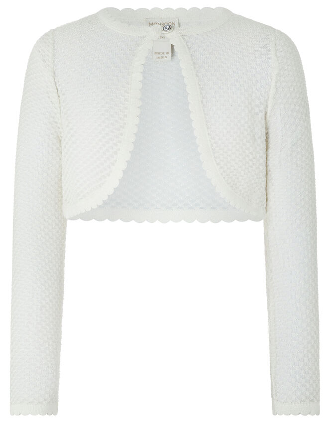Gracie Shimmer Cropped Cardigan Ivory
