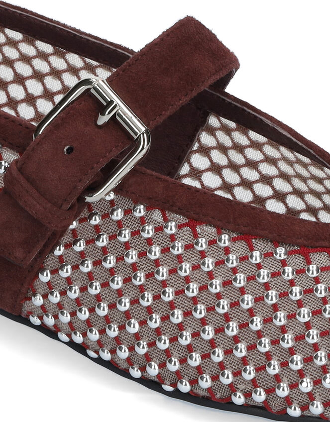 Bibi Lou Stud Mesh Ballet Flats Red