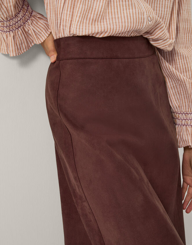 Rowan A-Line Faux Suede Midi Skirt Brown | Skirts | Monsoon US.