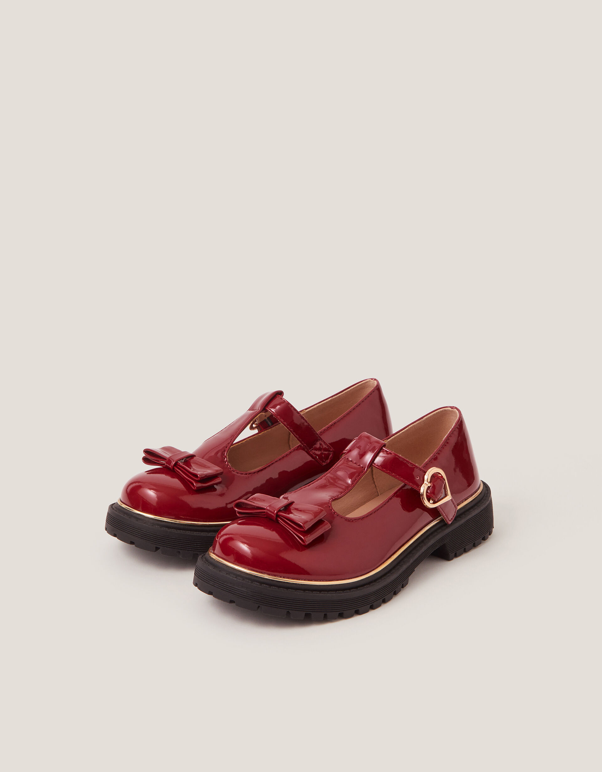 Bow Patent Mary Jane Brogues Red | Girls' Flat Shoes | Monsoon Global.