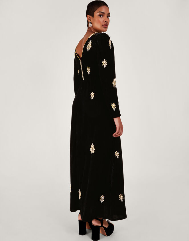 Vanessa Velvet Embellished Dress Black