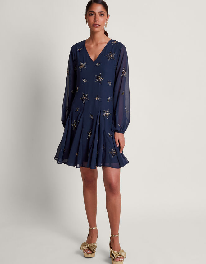 Selena Star Embellished Dress Blue | Evening Dresses | Monsoon US.