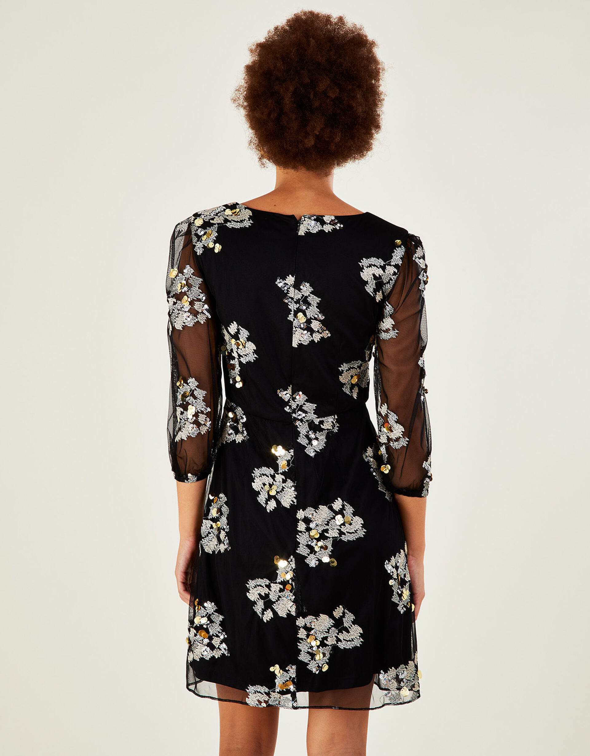 Jennifer Sequin Animal Tunic Dress Black