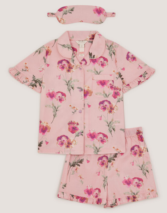 Pansy Print Pajama & Sleep Mask Set Pink | Nightwear & Slippers ...