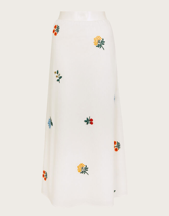 Piera Embroidered Midi Skirt Ivory | Skirts | Monsoon US.