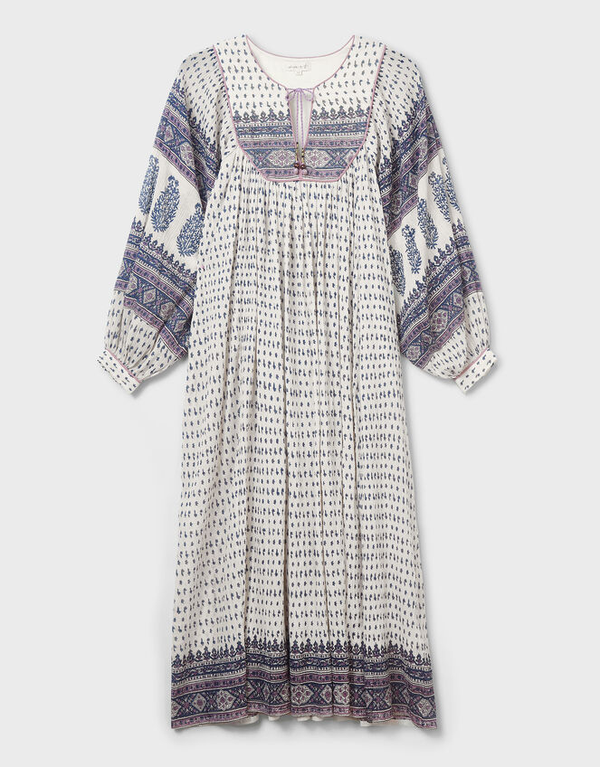 East Tilly Print Midi Smock Dress Blue