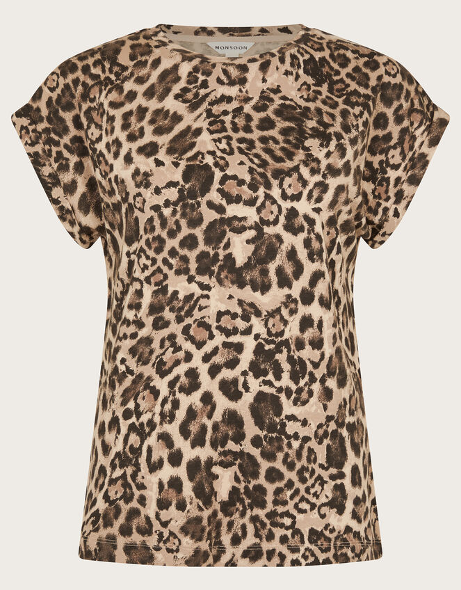 Archi Leopard Print Jersey T-Shirt Brown | Tops & T-shirts | Monsoon US.