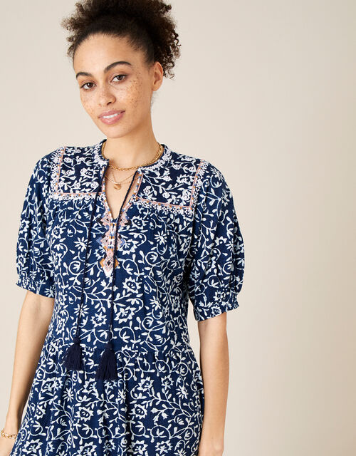 Batik Print Dress with Organic Cotton Blue | Casual & Day Dresses ...