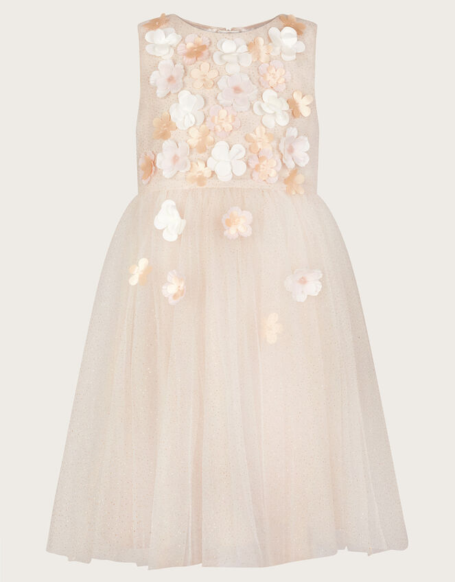 Darcie 3D Flower Glitter Tulle Dress Gold | Girls' Dresses | Monsoon ...