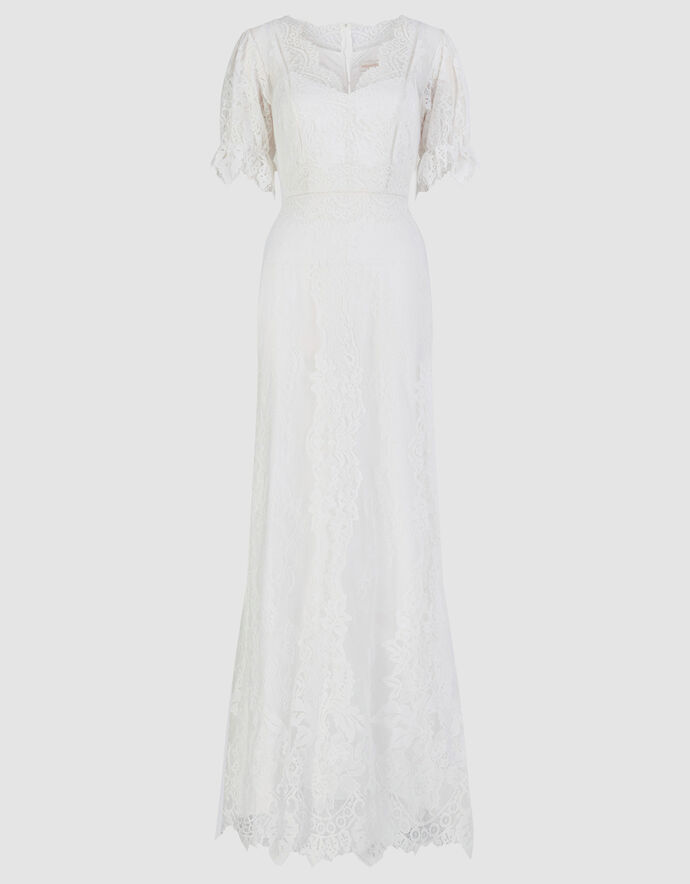 Elizabeth Chantilly Lace Bridal Maxi Dress Ivory