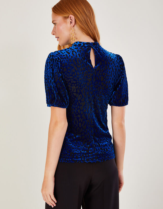 Lucy Animal Devore Top Blue | Tops & T-shirts | Monsoon Global.