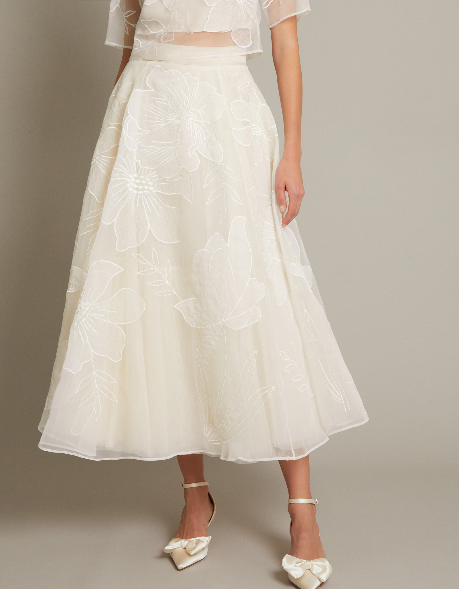 Rosie Embroidered Floral Bridal Skirt Ivory | Skirts | Monsoon US.