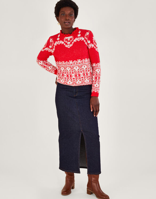 Fabe Fair Isle Sweater Red