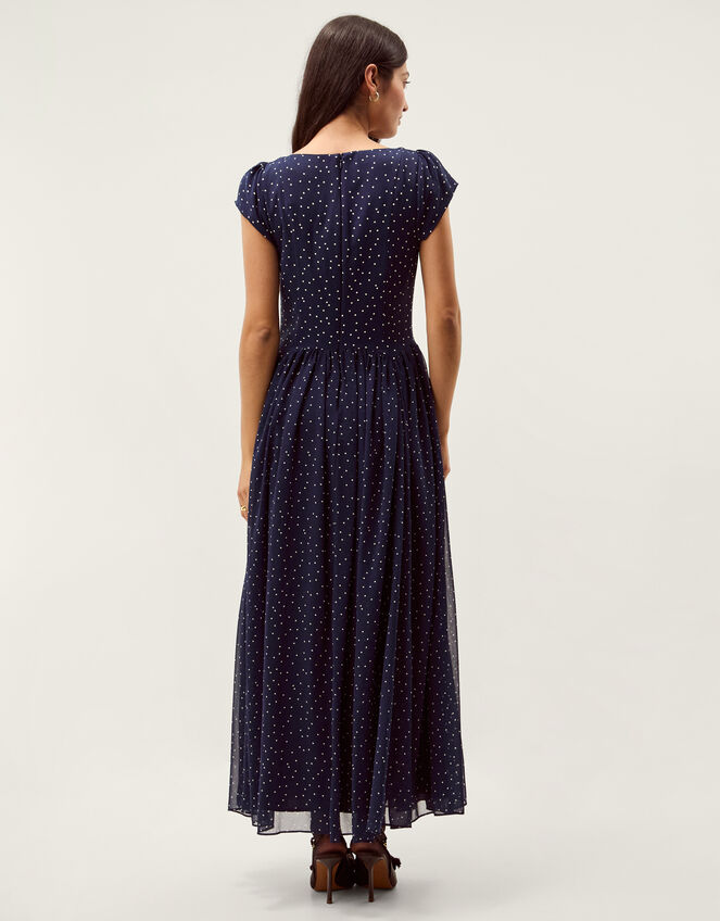 Caitie Polka Dot Midi Dress Blue | Evening Dresses | Monsoon US.