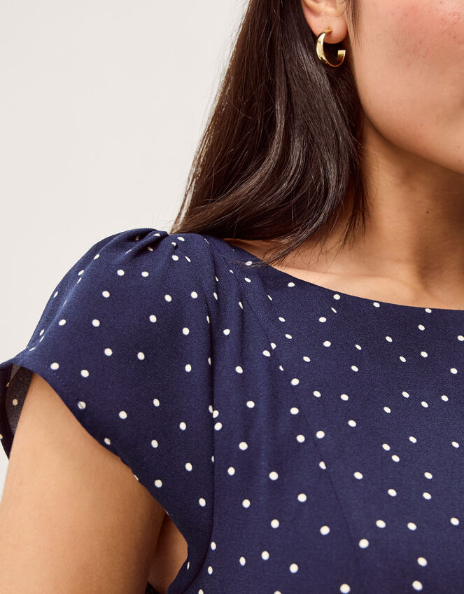Caitie Polka Dot Midi Dress Blue | Evening Dresses | Monsoon US.