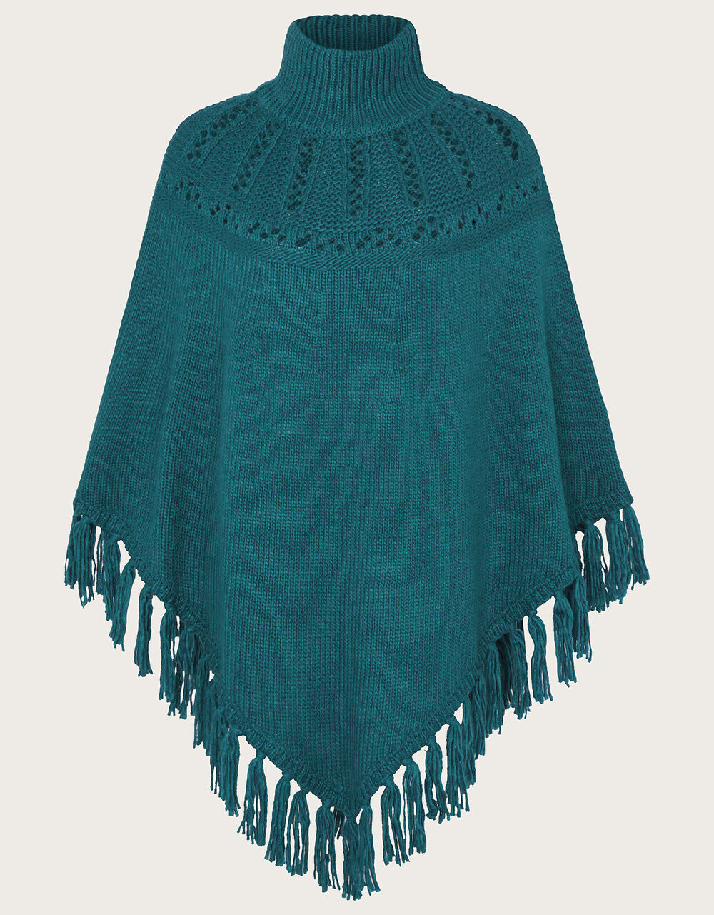 Pointelle Poncho with Fringe Trim | Ponchos | Monsoon Global.